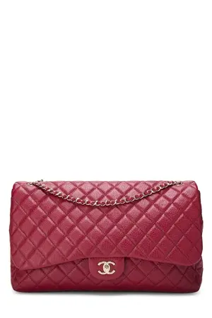 CHANEL Red Calfskin New Classic Flap Xxl