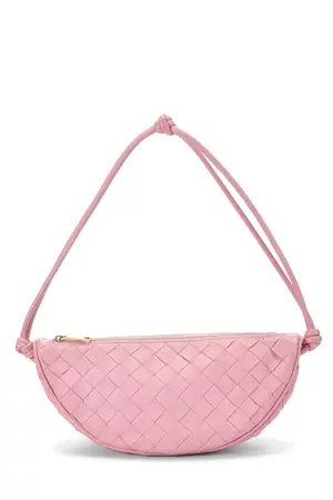 BOTTEGA VENETA Pink Intrecciato Half Moon Shoulder Bag