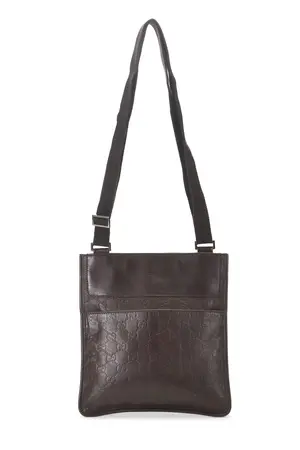 Gucci Ssima Zip Pocket Flat Messenger - Brown