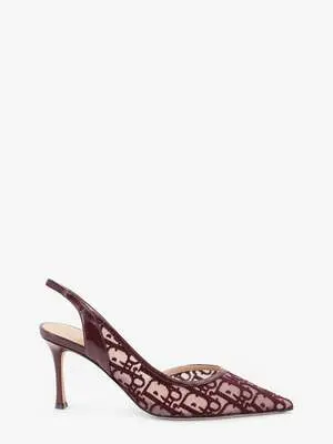 Dior Adiorable Slingback Mesh Decollete With Burgundy Oblique Embroidery