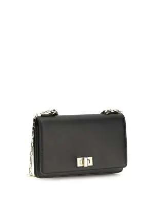 Fendi Peekaboo Leather Chain Wallet - Black