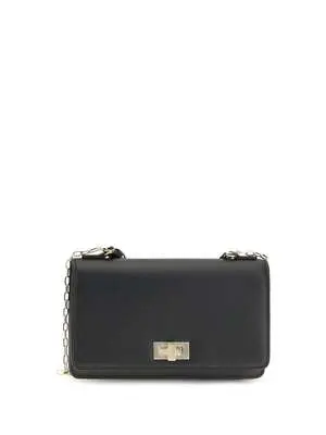 Fendi Peekaboo Leather Chain Wallet - Black