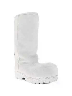 Balenciaga Alaska Fur High Boots In Ciel - Grey