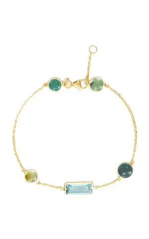 YI COLLECTION 18k Yellow Gold Aquamarine Indicolite And Tourmaline Candy Bracelet - Multi