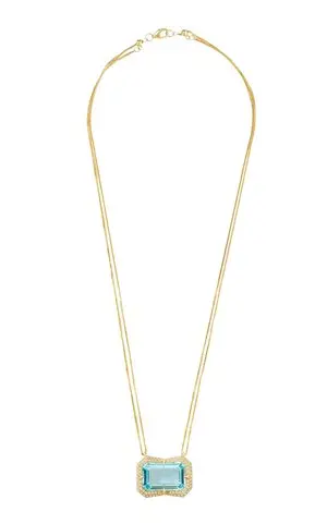 YI COLLECTION 18k Yellow Gold Aquamarine Diamond Supreme Necklace - Blue