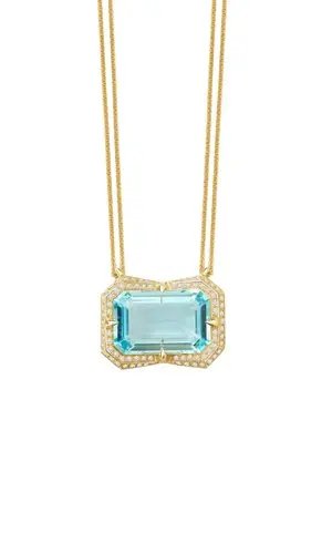 YI COLLECTION 18k Yellow Gold Aquamarine Diamond Supreme Necklace
