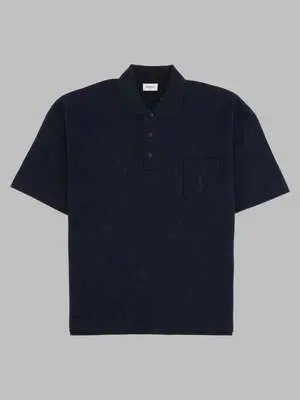 Saint Laurent Polo Cassandre In Piqué Di Cotone - Blue