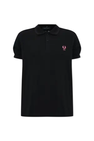 Comme Des Garçons Cotton Polo Shirt With Embroidered Logo - Black