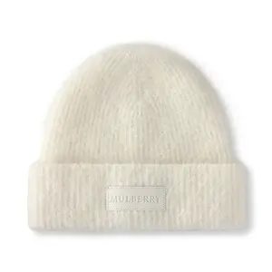 Mulberry Solid Mohair Beanie Eggshell Wool Blend