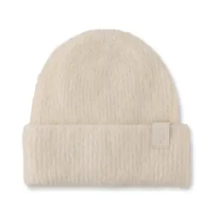 Mulberry Solid Mohair Beanie - Eggshell Wool Blend