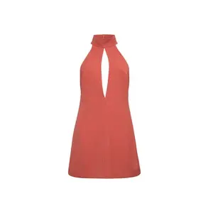 AUDREY VALLENS Blade Halter Dress Bittersweet