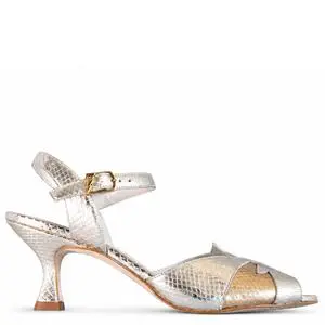 TERRY DE HAVILLAND Zia Low Gold Sandal Heels - Gold/silver