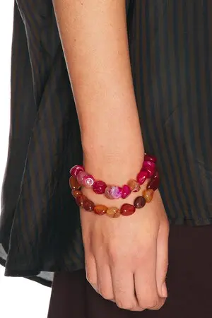 Dries Van Noten Handmade Combination Of Natural Stones Bracelet - Rose