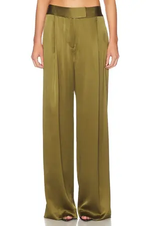 THE SEI Relaxed Trouser In Green - Olive