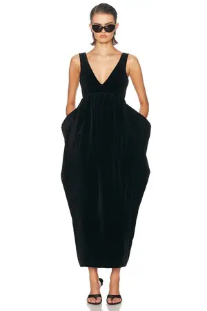 RÓHE Sculptural Volume Velvet Dress - Black
