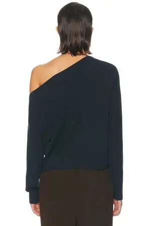 THE SEI Long Sleeve Asymmetric Drape Sweater In Navy