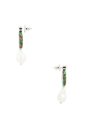 Dries Van Noten Handmade Artisanal Glass Disc Earrings In Green - Forest