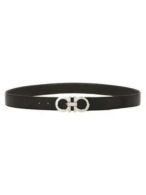 FERRAGAMO Cintura Gancini In Pelle - Black