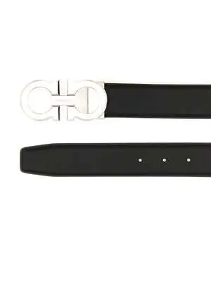FERRAGAMO Cintura Gancini In Pelle - Black