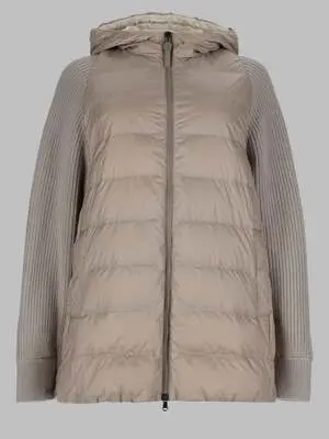 Brunello Cucinelli Piumino In Nylon Con Manica In Maglia - Multicolor