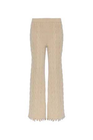 AKEP Wool Trousers With A Decorative Weave - Cream