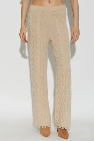 AKEP Wool Trousers With A Decorative Weave - Cream