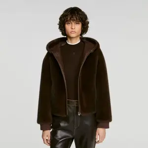 Sandro Faux Fur Coat With Hood