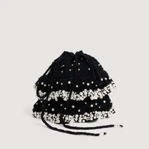 Sandro Beaded Knit Bag - Black