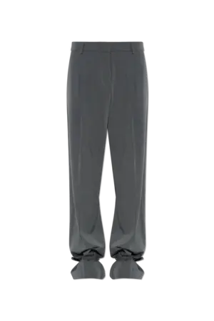 AKEP Press Trousers With Tie-fastened Hems - Grey