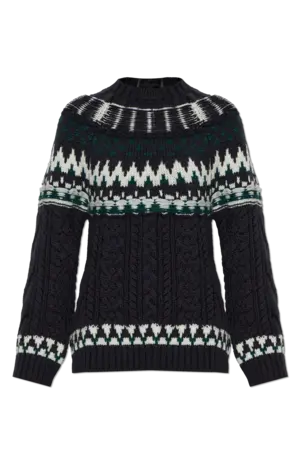 AKEP Wool Sweater With Decorative Weave - Grey
