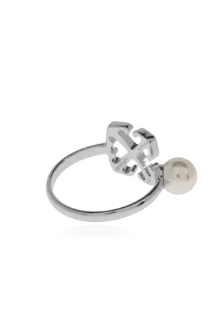 Off-White Ring With A Faux Pearl