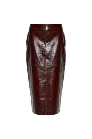 Sportmax Lappole’" Leather Skirt - Brown