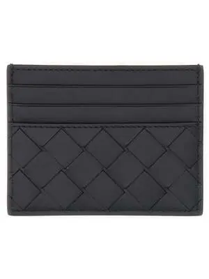 Bottega Veneta Portacarte In Pelle Intrecciata - Black