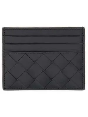 Bottega Veneta Portacarte In Pelle Intrecciata - Black