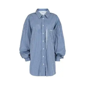 Balenciaga Distressed Striped Shirt - Blue