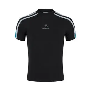 Balenciaga Sporty B Embroidered T-shirt 'marine Blue Emerald White - Black
