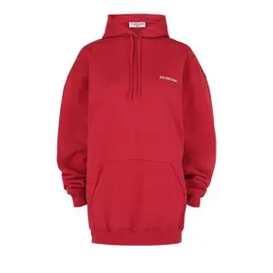 Balenciaga Medium Fit Logo Hoodie 'raspberry White - Red
