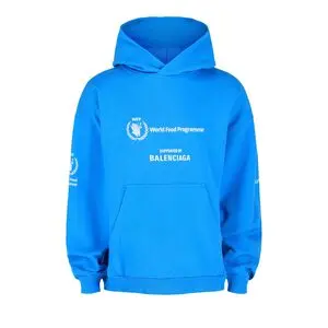 Balenciaga World Food Programme Graphic Print Hoodie 'azure White - Blue
