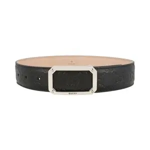Gucci Gg Embossed Leather Belt - Black