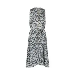 Balenciaga Logo-print Midi Dress - Grey