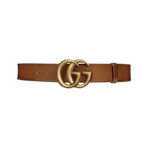 Gucci Leather Belt With Double G Buckle - Brown
