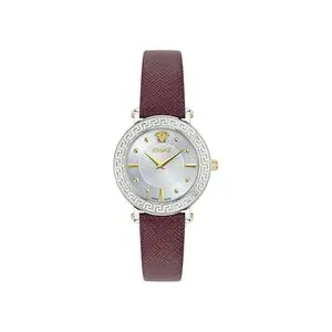 Versace Greca Sphere Leather Watch 'stainless Steel - Silver
