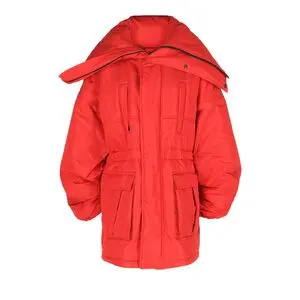 Balenciaga Draped Collar Padded Parka - Red