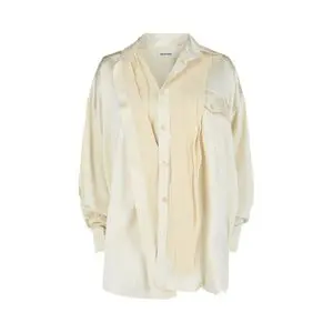 Balenciaga Patched Scarf Shirt In Fluid Satin 'ivory - Cream