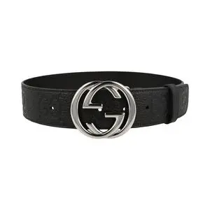 Gucci Wide Belt With Interlocking G - Black