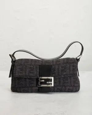 FWRD RENEW Fendi Zucca Baguette Shoulder Bag - Gray