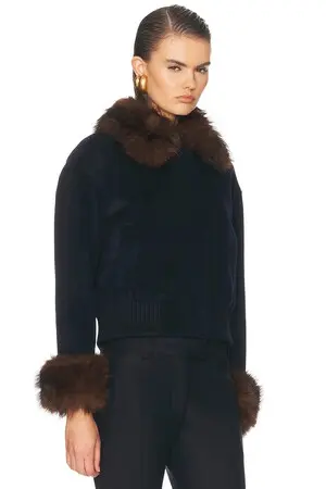 SELF-PORTRAIT Wool Fur Trim Jacket