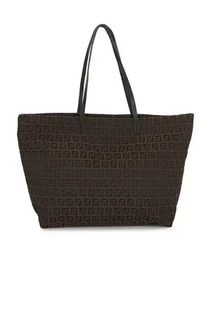 Fendi Zucchino Tote Bag In Brown In Brown - Black