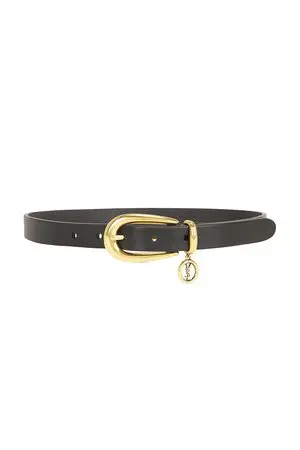 Saint Laurent Fine Ceinture Boucle Allongee Charm Belt In Black - Nero