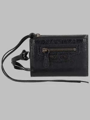 Balenciaga Portafoglio Trifold Con Tracolla Le City - Black